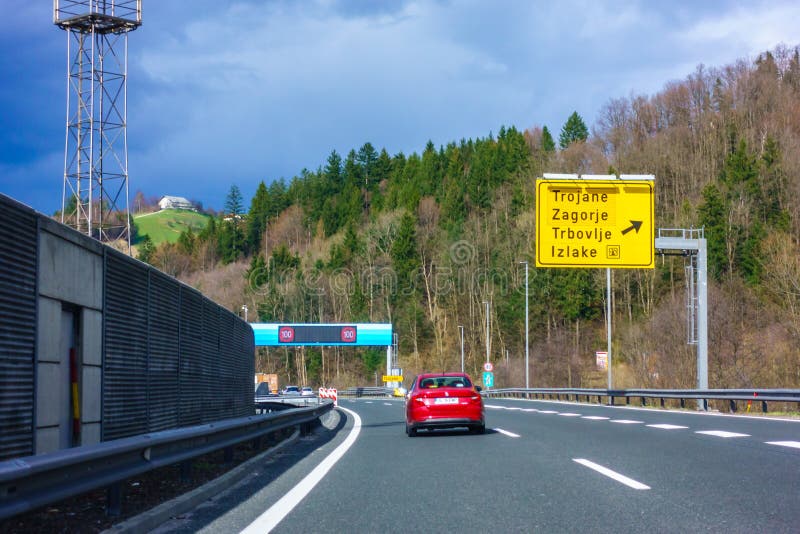 Highway Exit Vransko on the A1 Highway in Slovenia Editorial Image ...