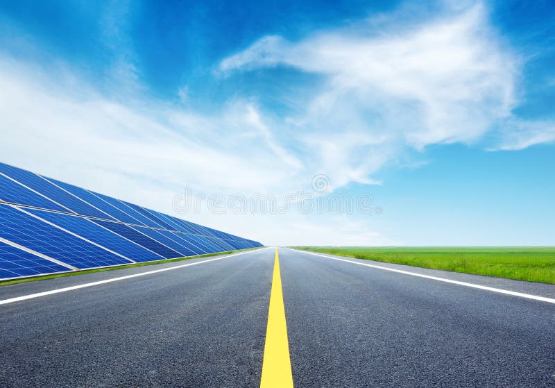 The Photovoltaic Solar Light In Highway Stock Image - Image of ...