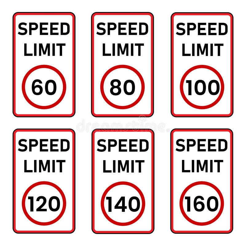 Highway Speed Limit Sign Set Isolate on White Background Vector ...