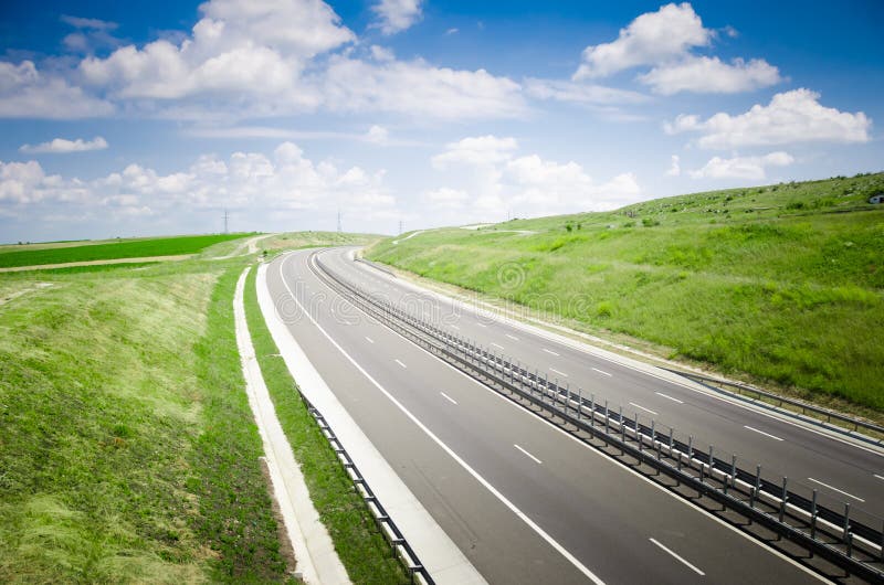 Highway on a Sunny Landscape Stock Photo - Image of landscape, motion ...