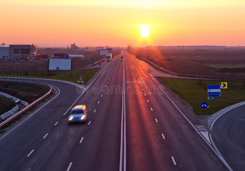 Highway at sunrise stock image. Image of line, road, asphalt - 24540475