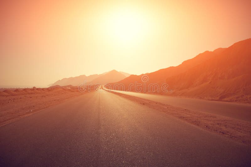 Highway at sunrise stock image. Image of route, perspective - 99882197