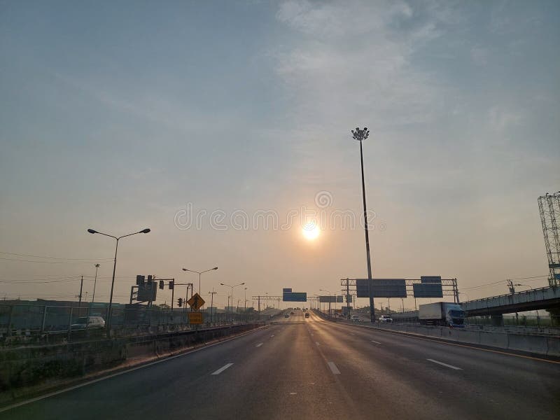 Highway Sunset Sun Sunshine Car Stock Photo - Image of highway ...