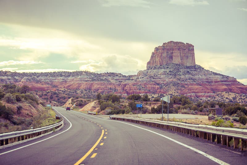 Highway To Utah Red Rock Country at Sunset Stock Image - Image of ...