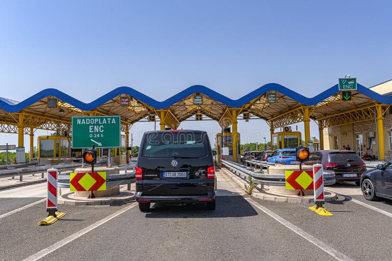 Highway Toll Gateway on the Motorway in France on Way To Loire Valley ...