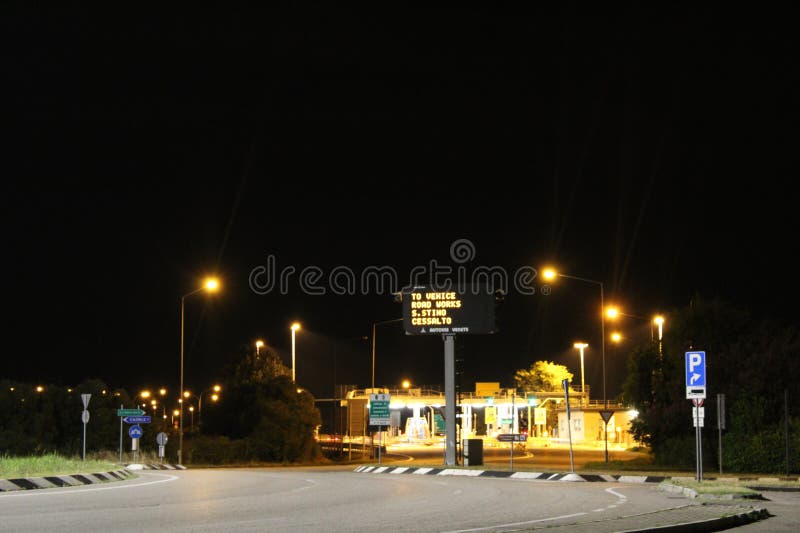 Highway Toll in a Remote Town Stock Image - Image of road, streetlight ...