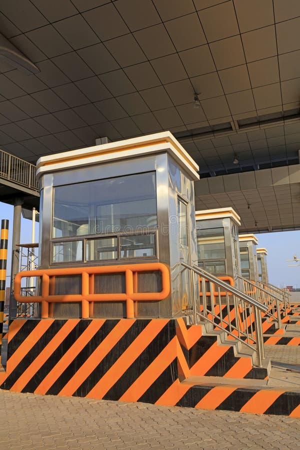 Highway toll station stock photo. Image of yellow, stripes - 386515060