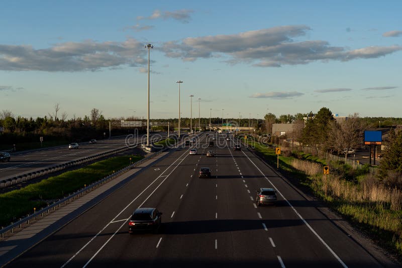 Highway Top View from Pedestrian Pathway, Golden Light Creating Deep ...