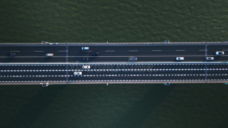 Top Down View of Highway Traffic Flows in Both Directions on a Wide ...