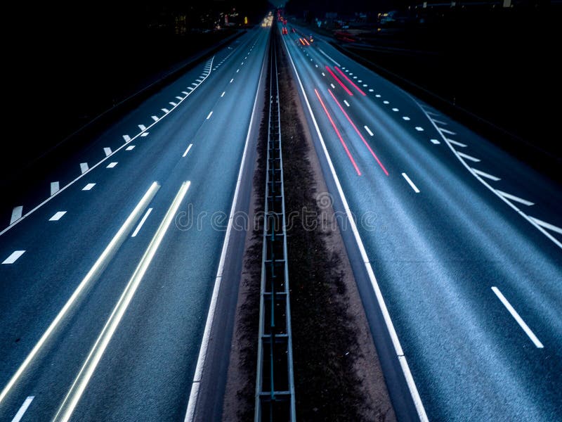 Highway Traffic Lights on Long Exposure Stock Photo - Image of shot ...