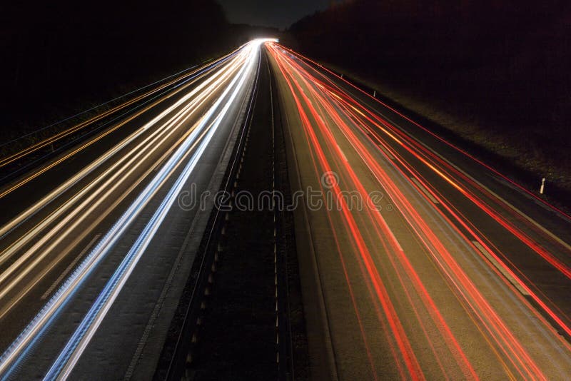 Highway Traffic Lights at Night Stock Photo - Image of traffic, lights ...