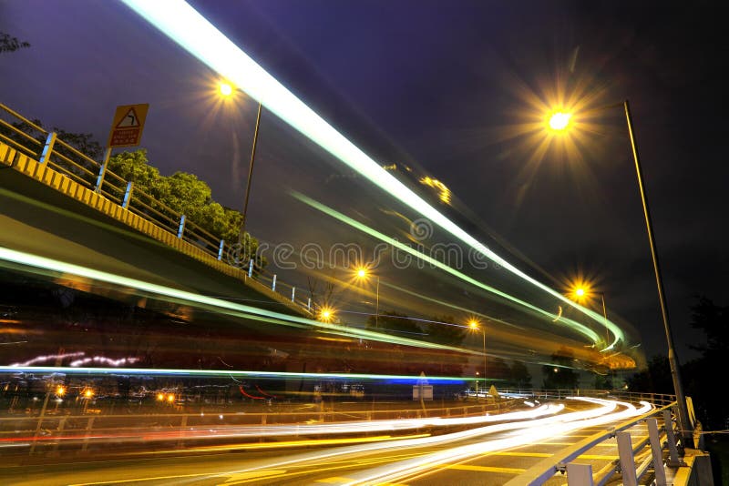 Highway traffic at night stock photo. Image of motorway - 2098642