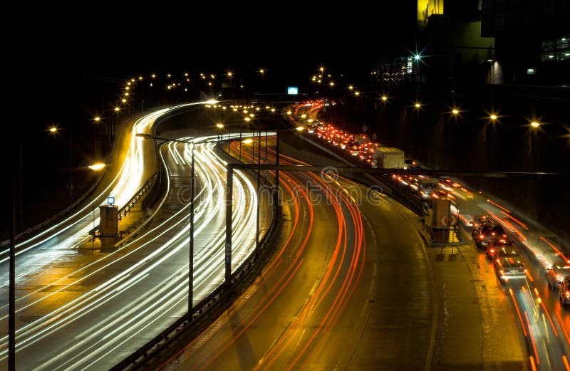 Highway traffic at night stock photo. Image of movement - 2098626