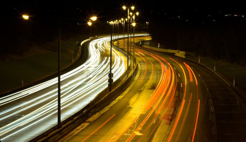 Highway traffic at night stock photo. Image of movement - 2098626