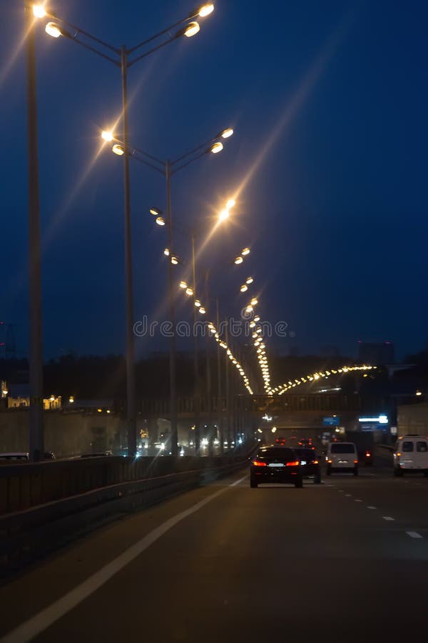 Highway traffic at night stock photo. Image of scene - 175821780