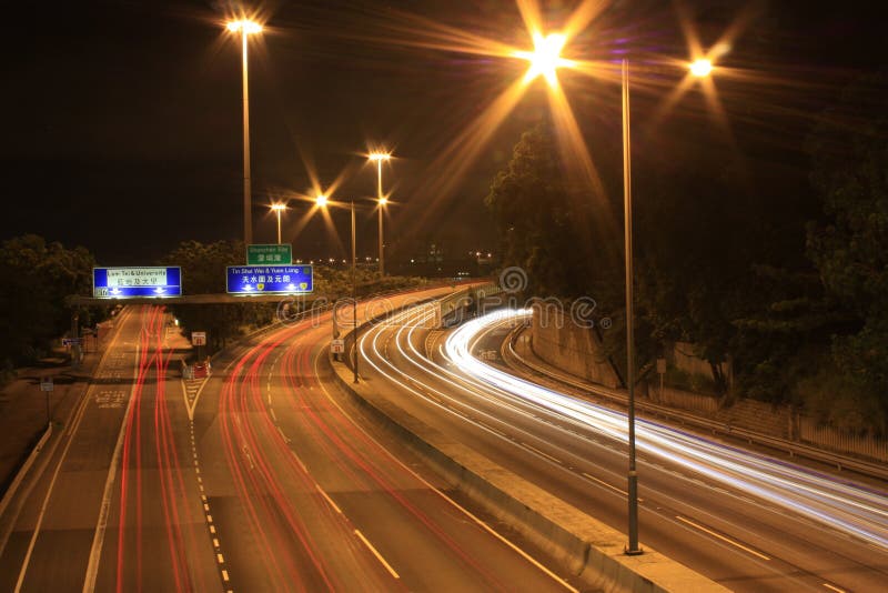Highway Traffic at Night, Hong Kong Stock Photo - Image of metres ...