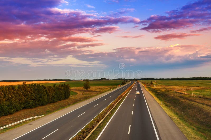 Highway Traffic on Summer Day Stock Photo - Image of blue, asphalt ...