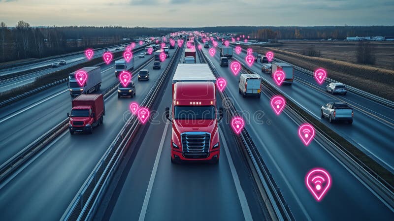 Highway Transportation with IoT Devices. Vehicles Tracked, Monitored in ...