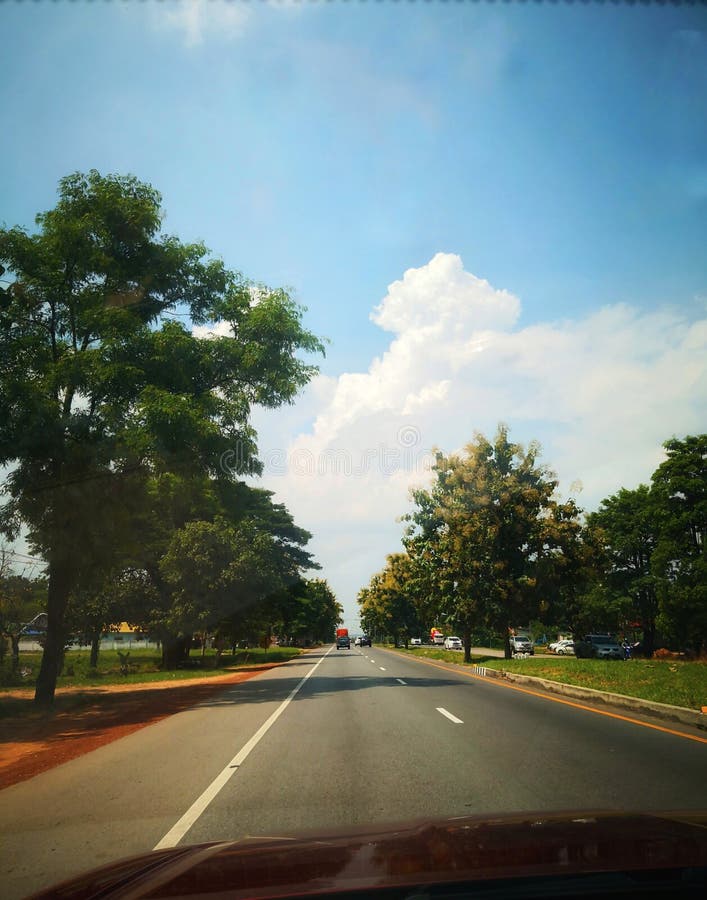 Highway with Tree Along Side View Stock Photo - Image of natural ...