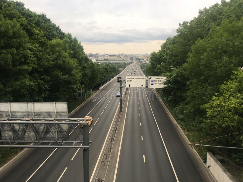 Highway with Trees on the Side in Moscow City Editorial Image - Image ...