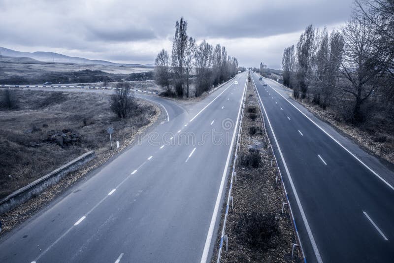 Highway with trees stock image. Image of street, highway - 193057939