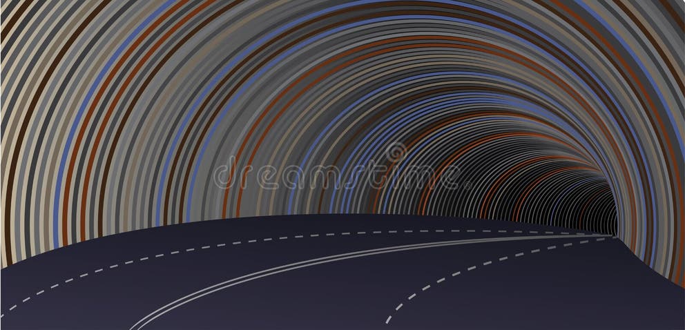 Highway Tunnel, Bend. Vector Stylized Image of the Road in Tunnel Stock ...