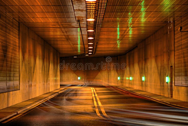 Highway tunnel at night stock photo. Image of spediteur - 9842976