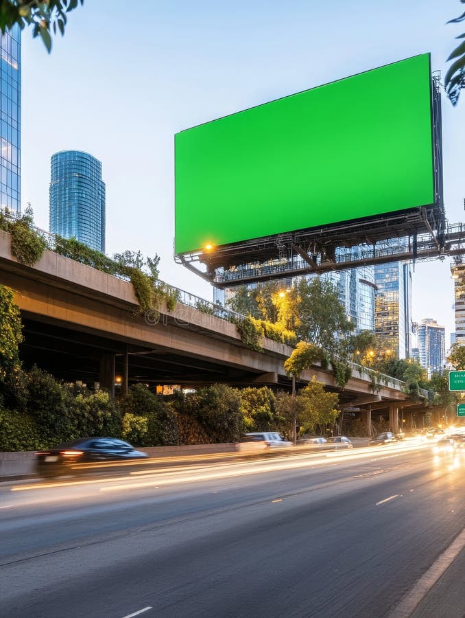 Highway Twilight Billboard Green Screen Urban Highway Scene at Twilight ...