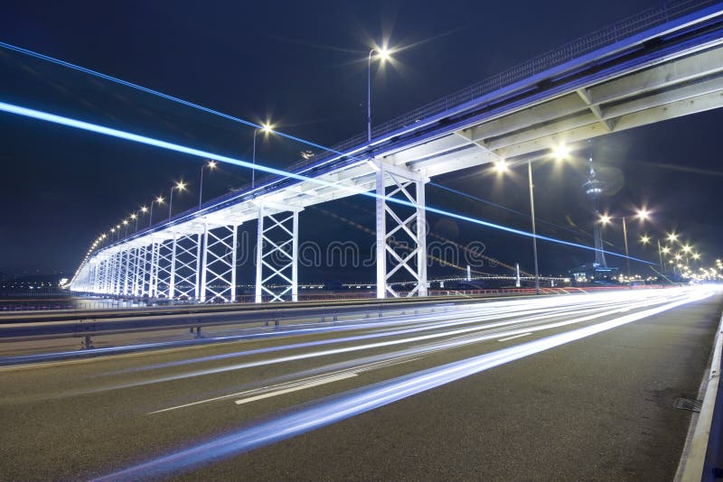 Highway Under the Bridge in Macau Stock Image - Image of glow, movement ...