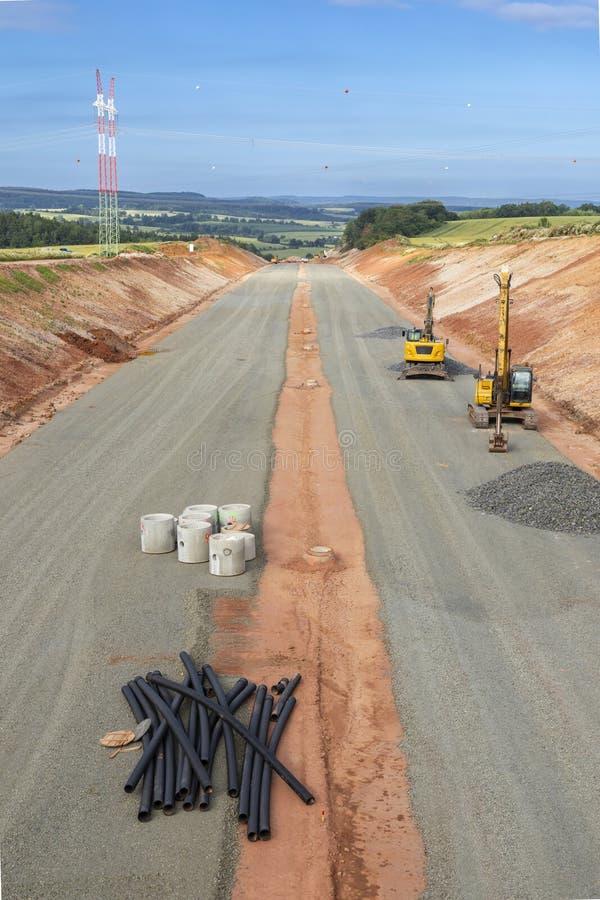 Construction Workers Building New Highway in Czechia with Excavators ...