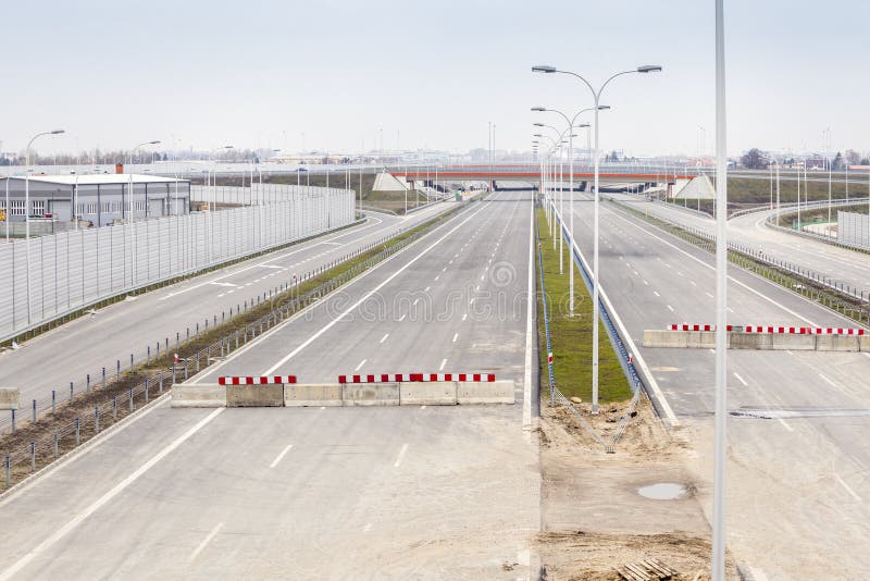 Highway Under Construction. Road Partly Ready. Stock Image - Image of ...