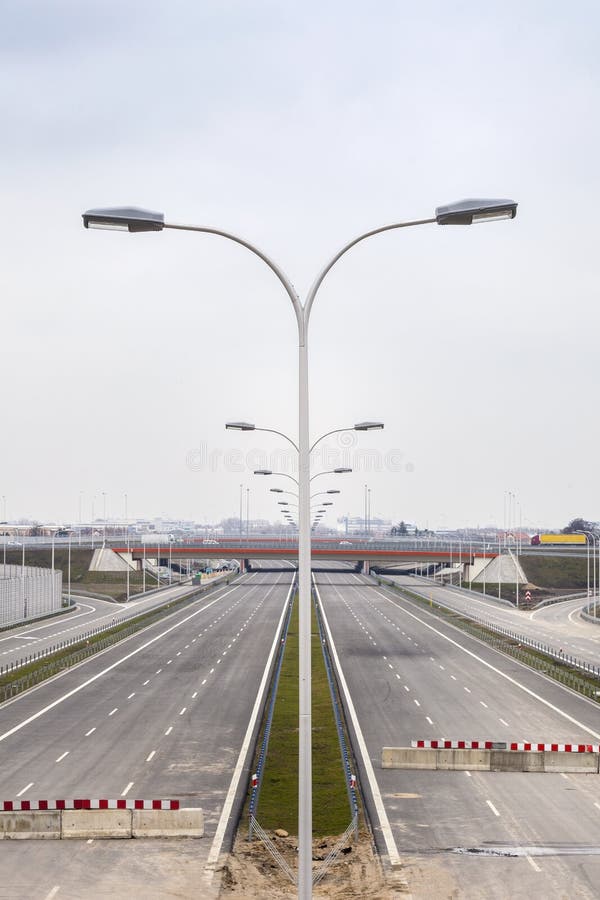 Highway Under Construction. Road Partly Ready. Stock Photo - Image of ...
