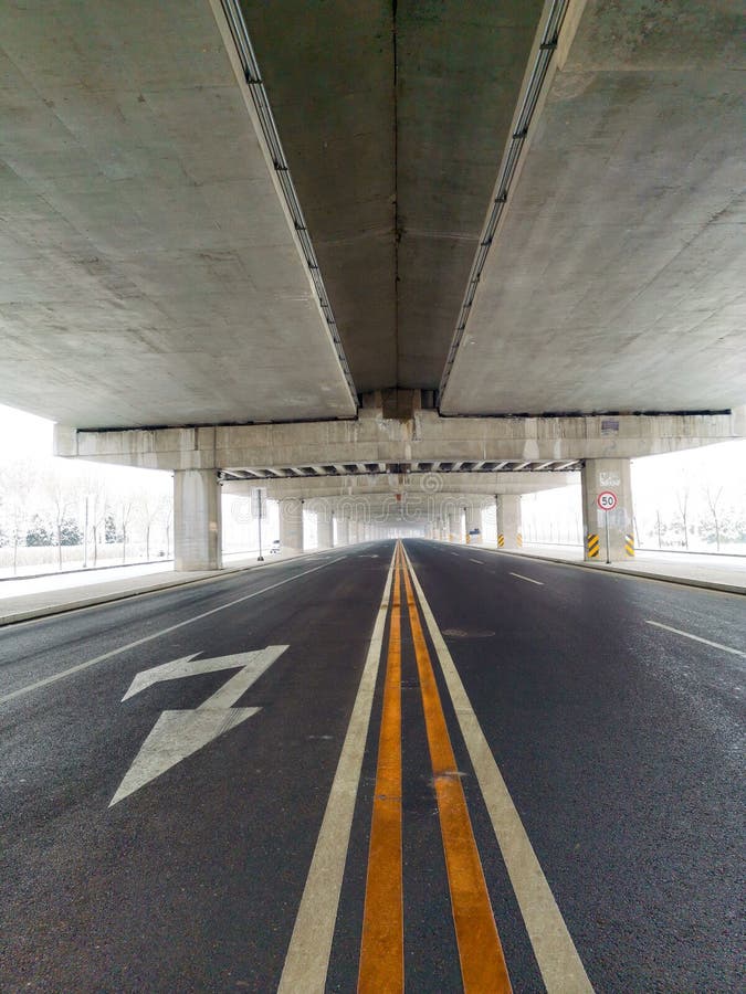 New Highway Under Construction. a New Bridge Freeway Made of Concrete ...