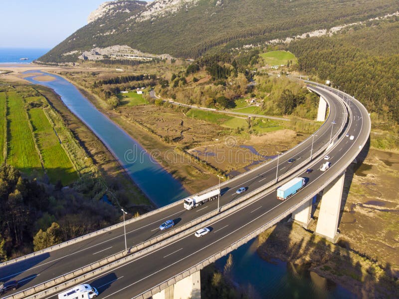 Bridge for road transport. stock photo. Image of nature - 144170394