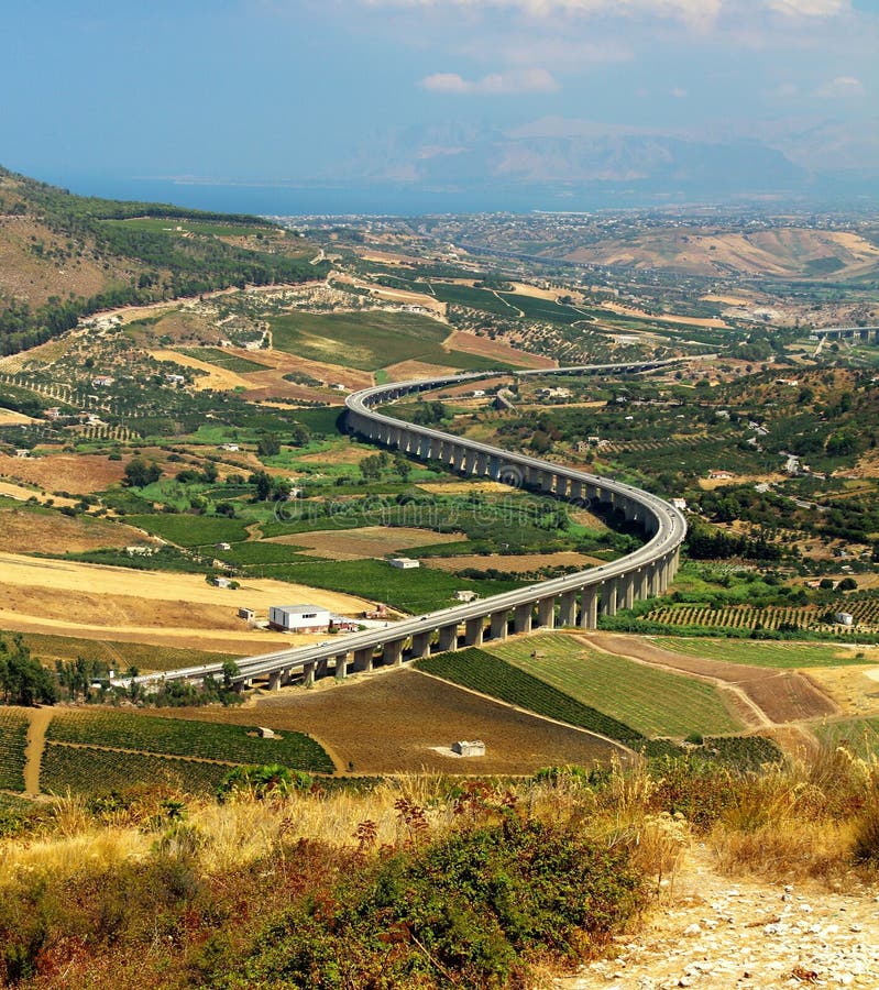 Highway Viaduct in the Countryside of Sicily Stock Image - Image of ...
