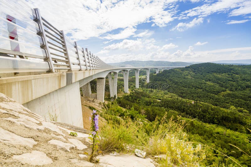 Highway Viaduct Over the Valley Stock Image - Image of speed, parkway ...