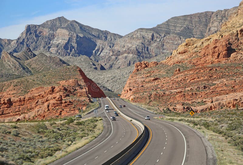 Highway in Virgin River Canyon Stock Photo - Image of highway, blue ...