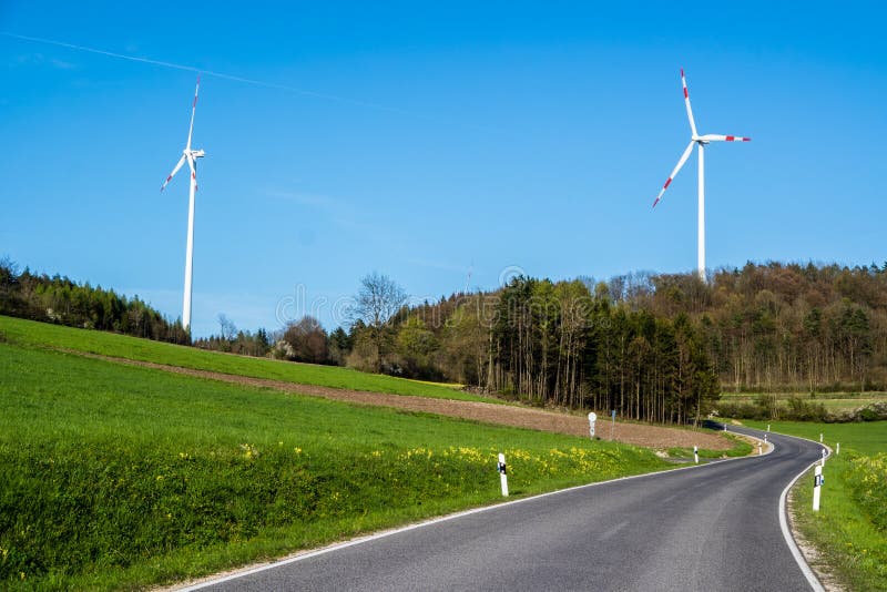 Highway with wind turbines stock photo. Image of roadway - 26583726