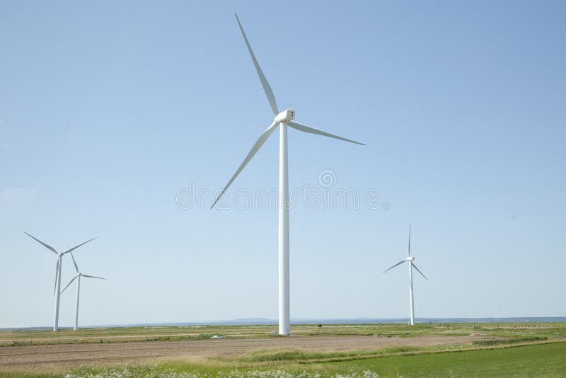 Highway windmill turbines stock image. Image of field - 154832621
