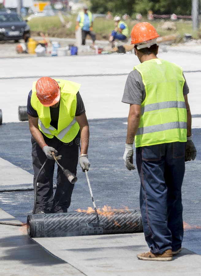 Highway Workers Waterproof Bridge Welding Torch Fire Editorial Photo ...