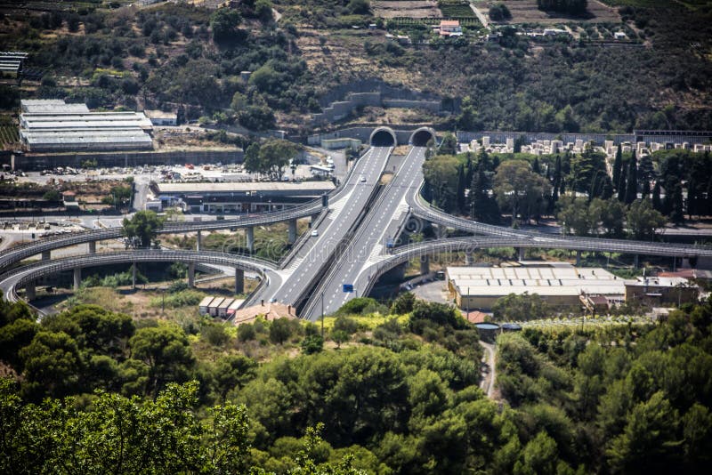 Highways Intersection among Hills Stock Image - Image of view, junction ...