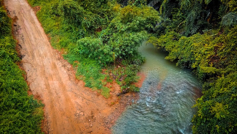 Highways and River Water Pictured from Above Stock Image - Image of ...