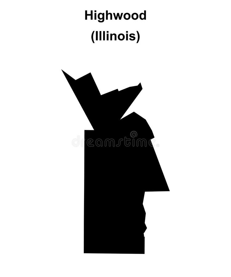 Highwood outline map stock vector. Illustration of shape - 387243443