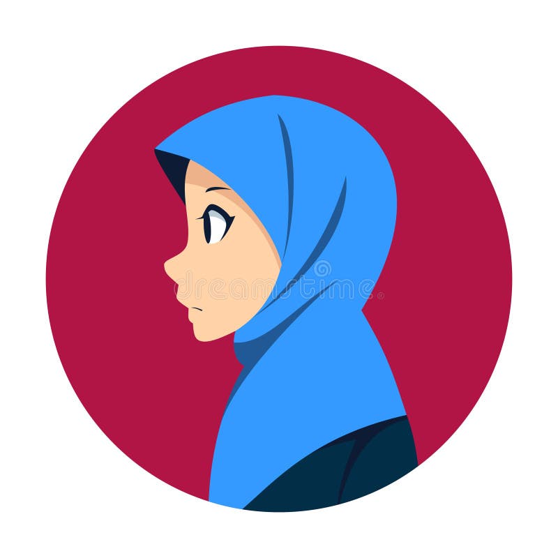 Hijab Girl Icon Avatar Side View Stock Vector - Illustration of face ...