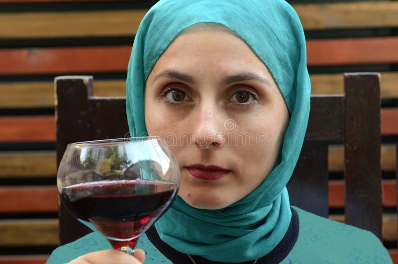 Hijab and wine stock image. Image of look, culture, emigrants - 78114827