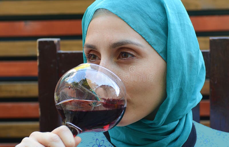 Hijab and wine stock photo. Image of drink, drinks, arab - 78114990