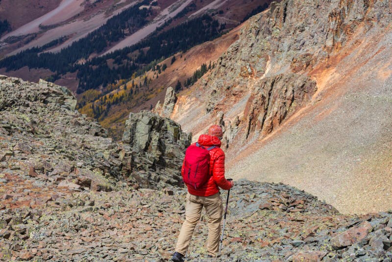 Hike in autumn season stock image. Image of adventure - 171295531