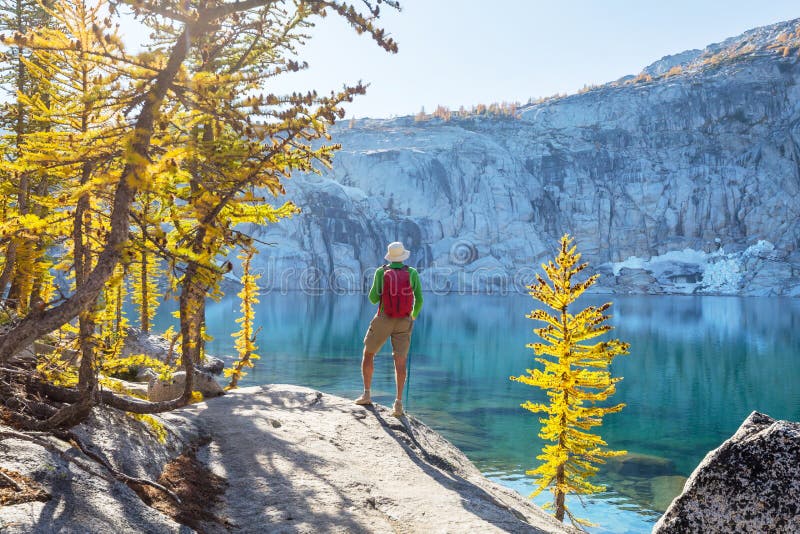 Hike in autumn season stock photo. Image of discovery - 258445236