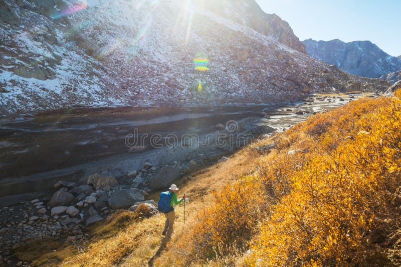 Hike in autumn season stock photo. Image of discovery - 261393274