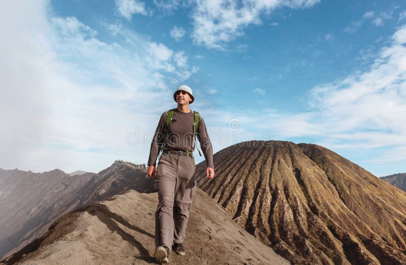 Hike in Bromo stock image. Image of hiking, eruption - 169091291